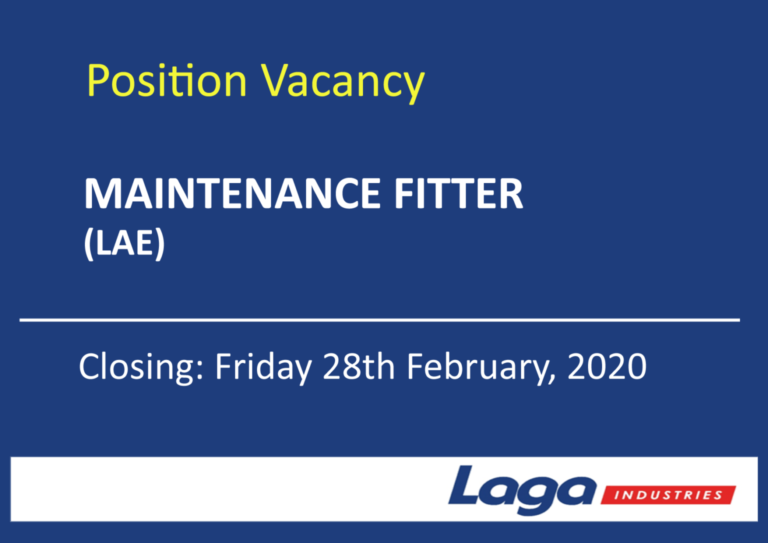 Vacancy: Maintenance Fitter - Paradise Foods Limited